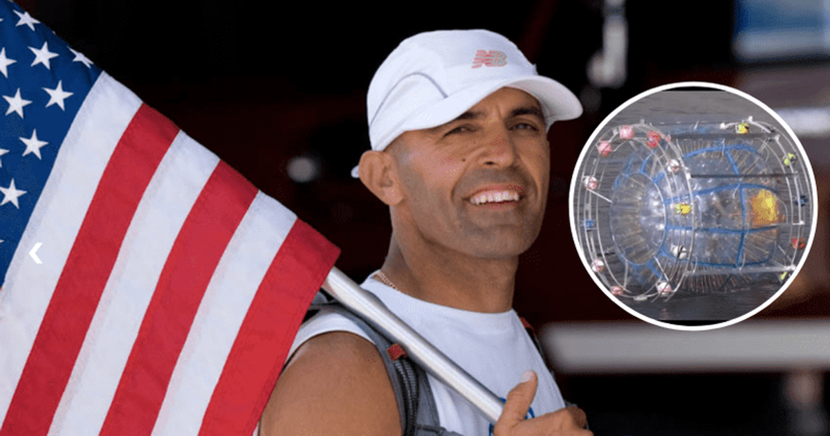Reza Baluchi: Athlete's attempt to run on floating wheel from Florida ...