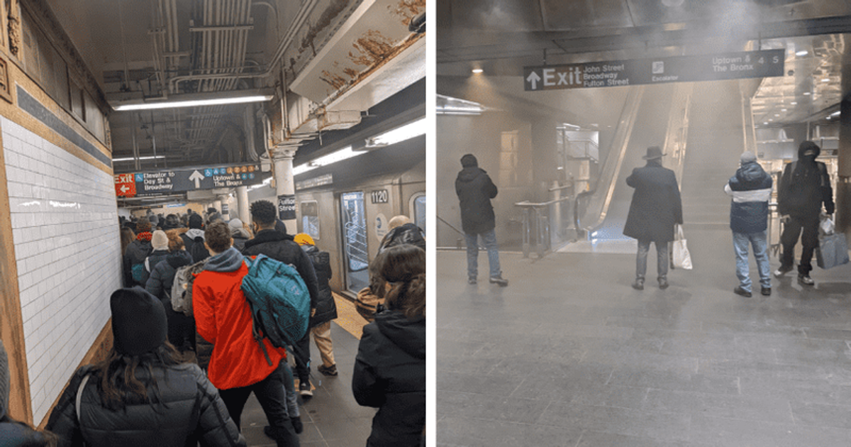 Video shows commuters panic as train catches fire under One World Trade ...