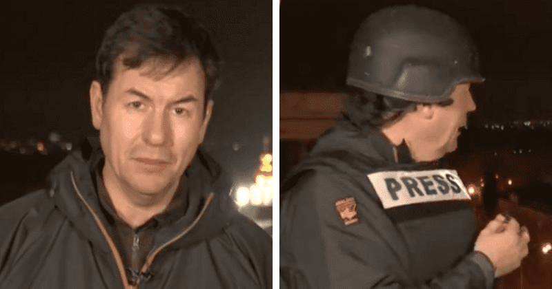 CNN's Matthew Chance pauses live reporting to don helmet, flak jacket ...