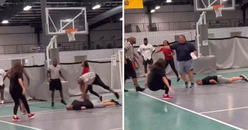 Footage shows referee KNOCKING OUT angry man during mass brawl at ...