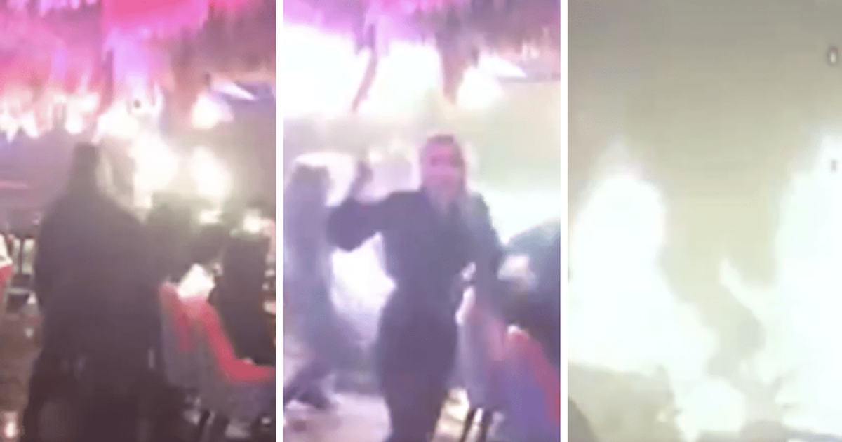 Horrifying video shows massive fire breaking out in crowded shisha bar ...