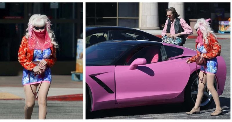 'Billboard Queen' Angelyne rocks eccentric outfit during outing in ...