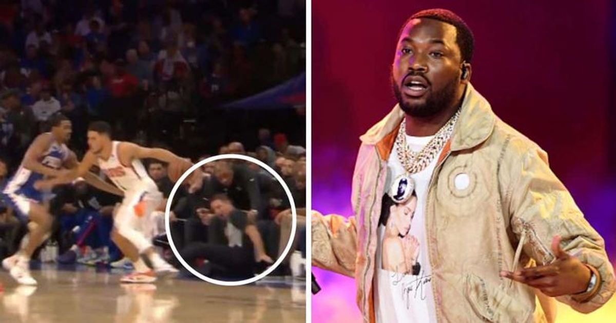 Meek Mill accidentally trips referee during 76ers vs Suns, fans say ...