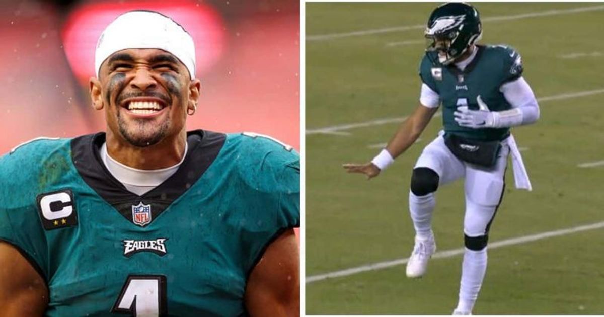 'Too bad he never won it': Eagles' Jalen Hurts trolled for doing Heisman pose against Commanders ...