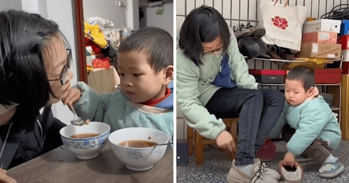 2-yr-old boy takes charge of house chores to help disabled mother | MEAWW