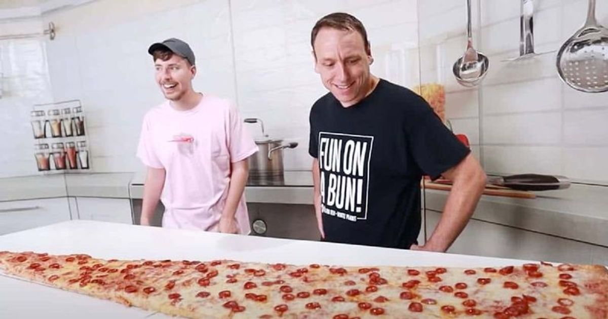 MrBeast challenges Joey Chestnut to eat world's largest pizza, fans ...