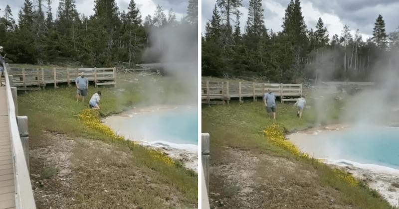 Video of tourist dipping fingers in Yellowstone hot spring goes viral ...